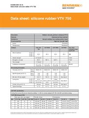 Data sheet: Silicone rubber VTV 750