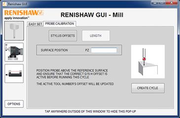 Easyset probe length calibration: Okuma mill GUI