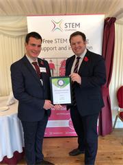 Stephen Pickles receiving runner up prize - STEM Inspiration Awards