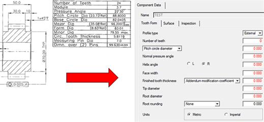 Technical drawing: Gear spline - 2 - 3 - 4