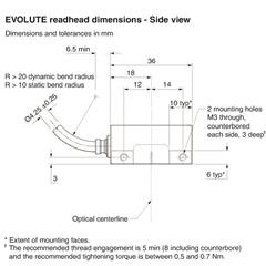 Dimension drawing EVOLUTE readhead - side view