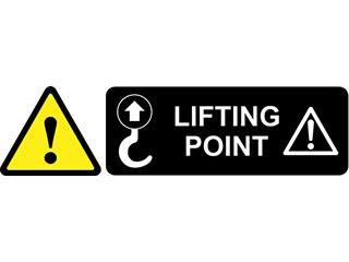Lifting point warning label with warning triangle