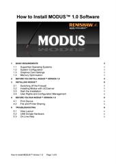 Installation guide: How to install MODUS 1.0 software