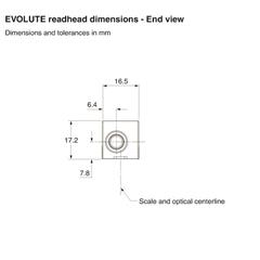 Dimension drawing of EVOLUTE readhead - end view