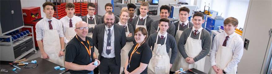 Students from Radyr High School with Renishaw staff in the Renishaw ...