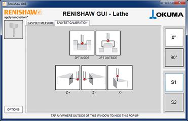Easyset probe calibration 90° probe orientation: Okuma lathe GUI