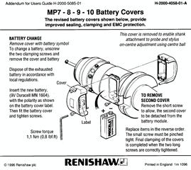 Addendum: MP7-MP8-MP9-MP10 battery cover