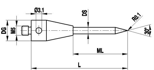 Technical drawing: Pointer stylus Zeiss