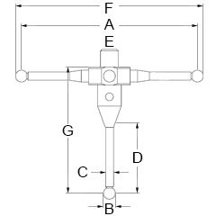 Technical drawing: 5-way star styli